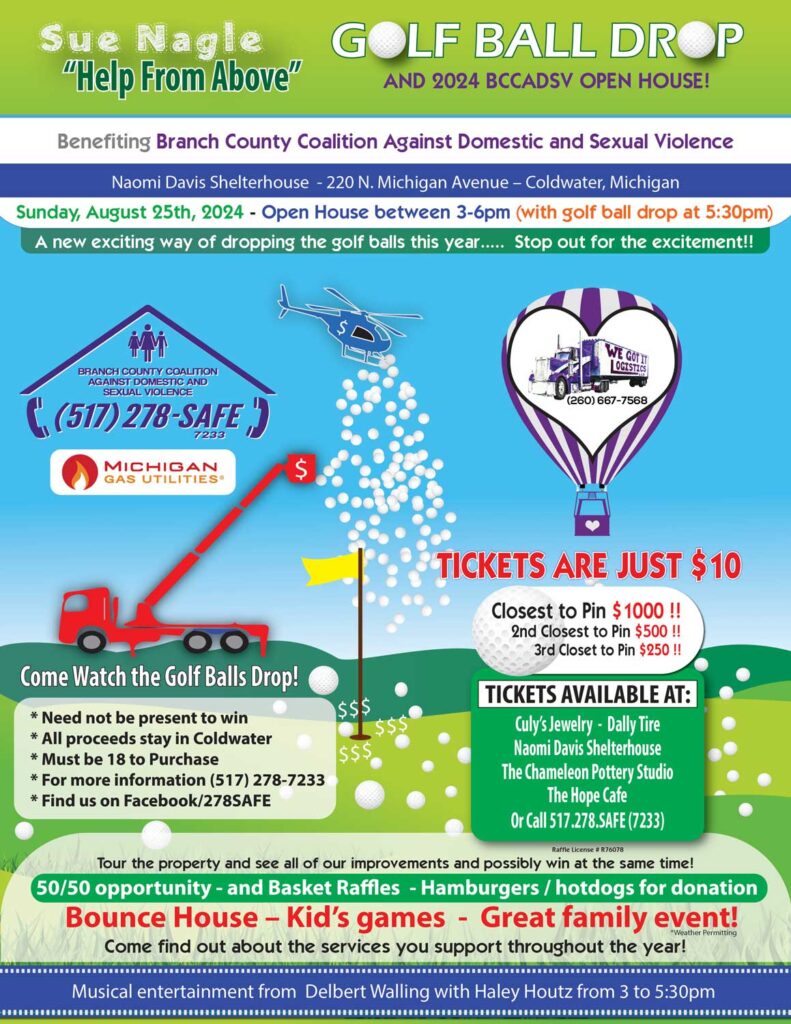 Golf Ball Drop & BCCADSV Open House – (517) 278-SAFE – BCCADSV