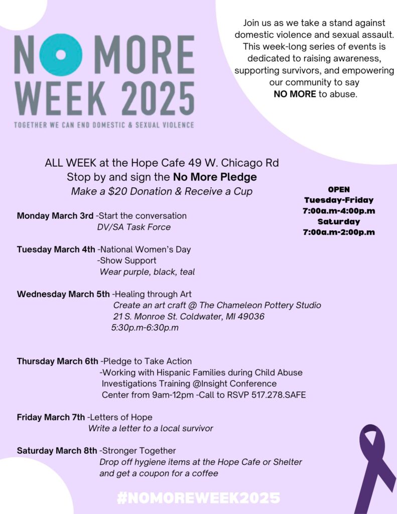 No More Week 2025 – (517) 278-SAFE – BCCADSV